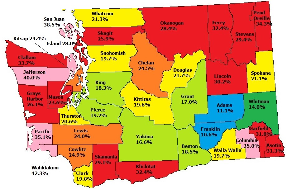Population Projection for Washington Seniors in 2030 (click on map)